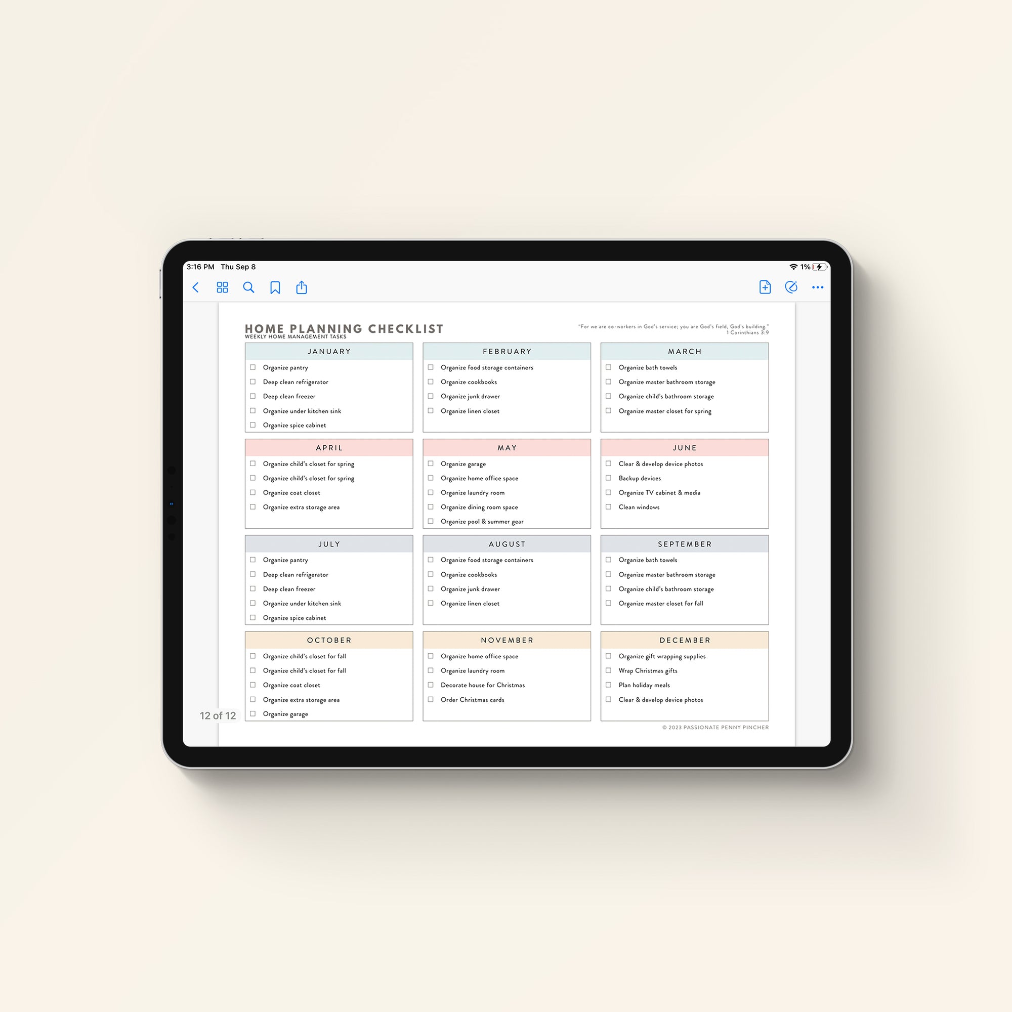 Home Planner Editable Checklist Pack | PDF Download - Passionate Penny ...